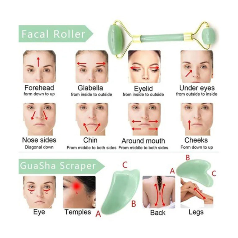 Adquiere ahora tu piedra de Jade rodillo + Gua Sha facial