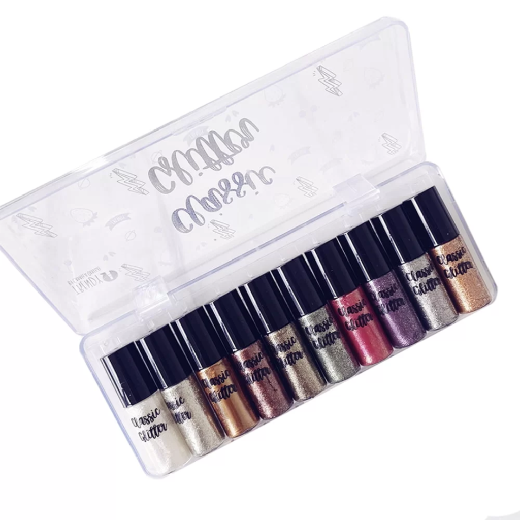 Kit 10 delineadores glitter punta pincel Trendy - Kroma Space