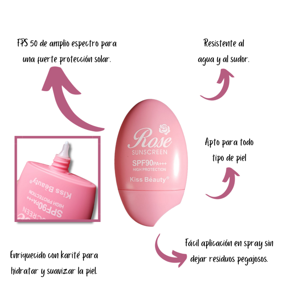 Protector solar 90 FPS Kiss beauty Extracto de rosas - Kroma Space