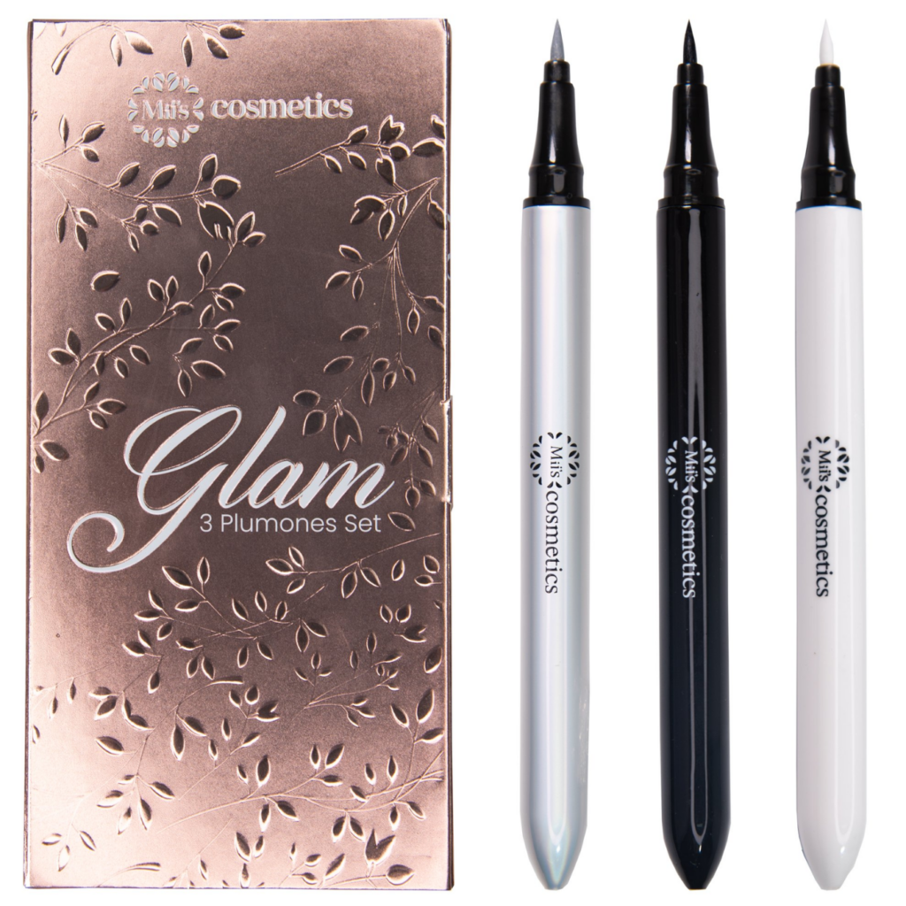Set de plumones negro, plateado y blanco miis cosmetics WaterProof ...