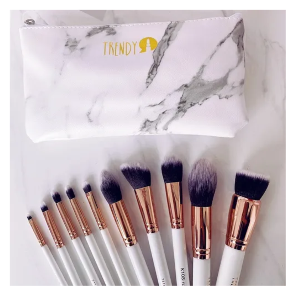 kit x10 brochas profesionales mármol blanco Trendy - Kroma Space