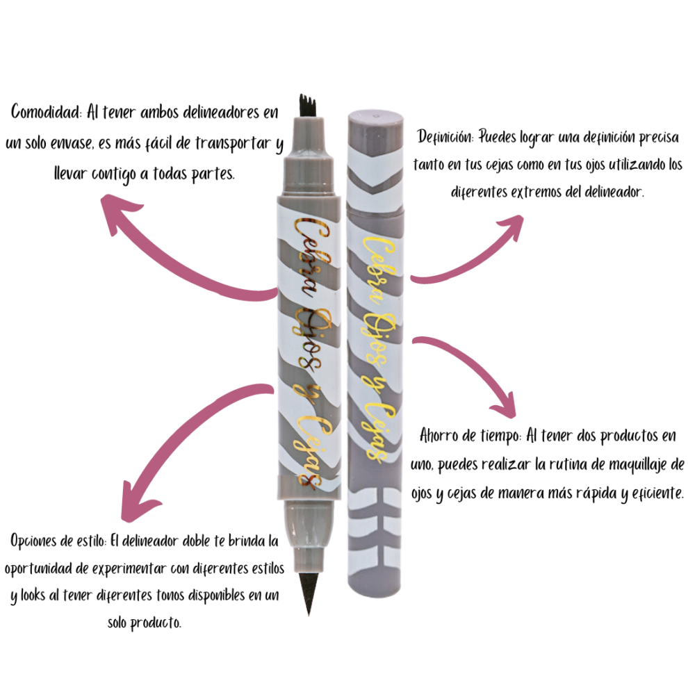 Delineador doble ojos y cejas trendy Cebra - Kroma Space