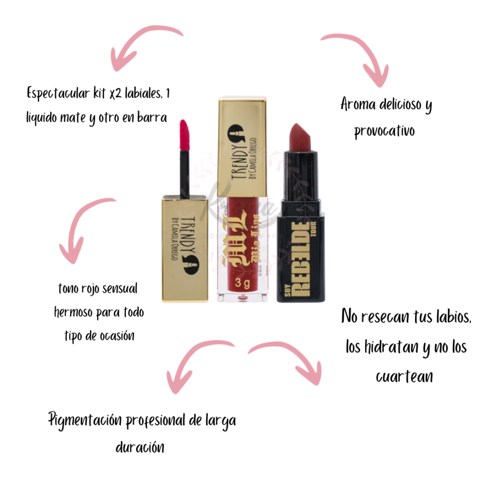 Kit labial liquido + barra Roberta RBD Trendy - Kroma Space