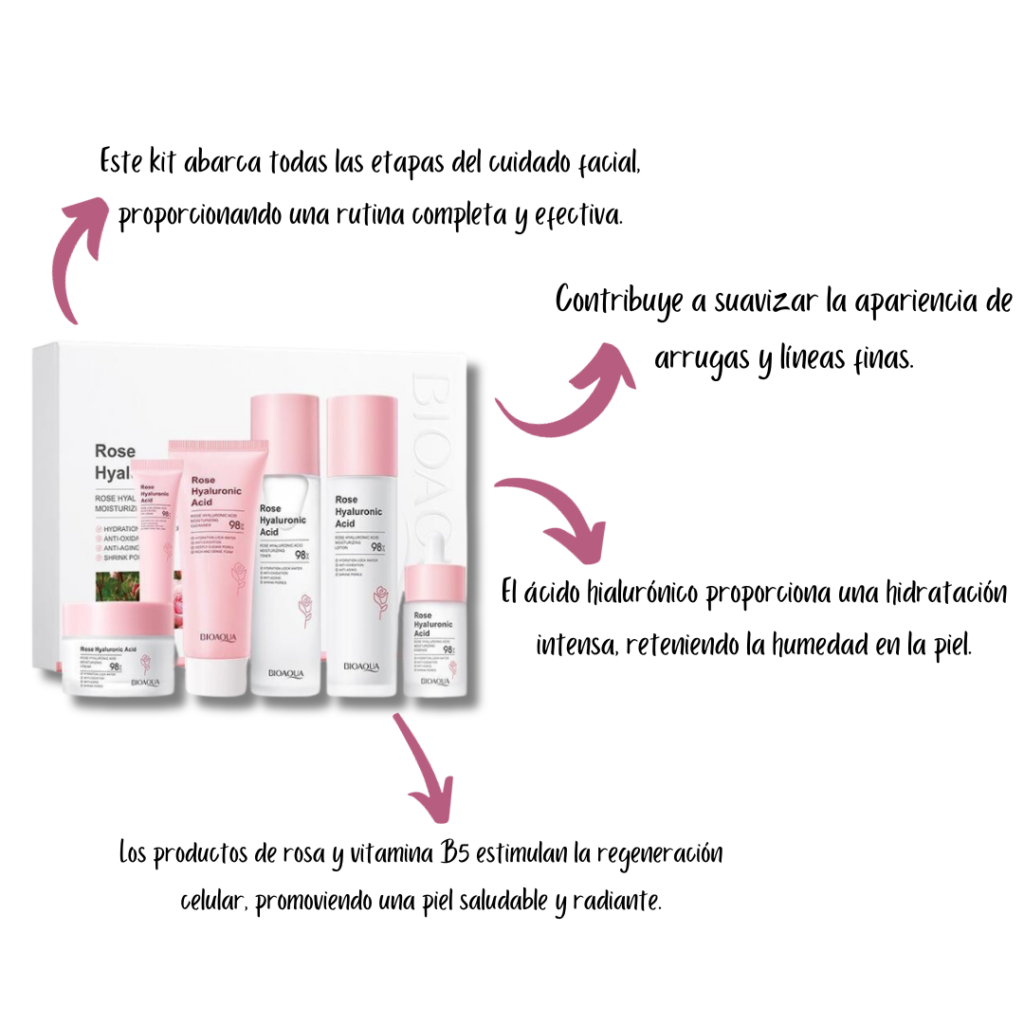Kit facial hialuronico rosas Bioaqua con estuche de lujo - Kroma Space