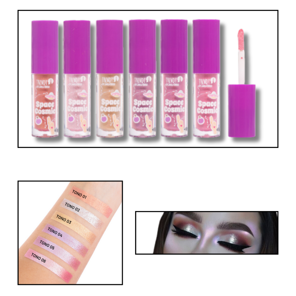 Kit x6 sombras líquidas space cosmic Trendy - Kroma Space