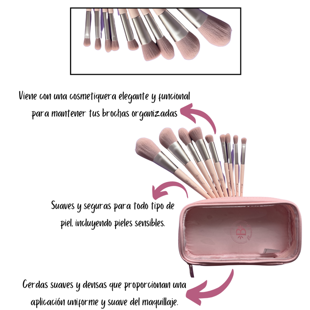 Kitx10 Brochas Bloomshell + cosmetiquera - Kroma Space