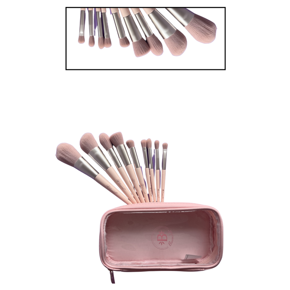 Kitx10 Brochas Bloomshell + cosmetiquera - Kroma Space