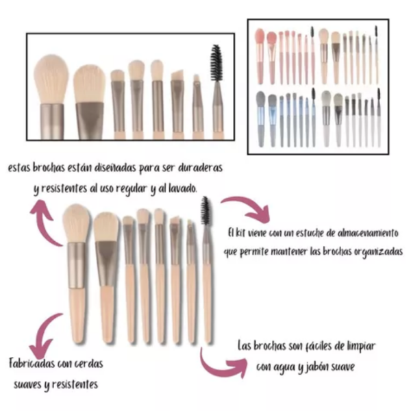 Set de 8 mini brochas viajeras genericas - Kroma Space