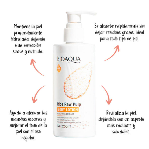 Crema corporal Hidratante con extracto de Arroz Bioaqua 250 ml - Kroma Space
