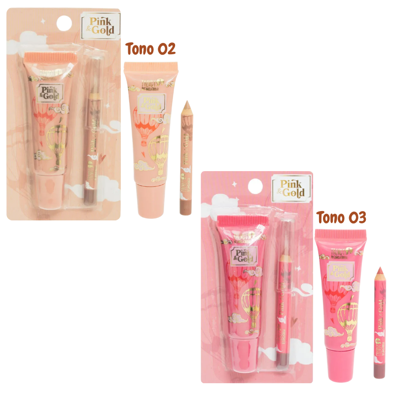 Lip combo Pink and gold Trendy gloss + delineador - Kroma Space