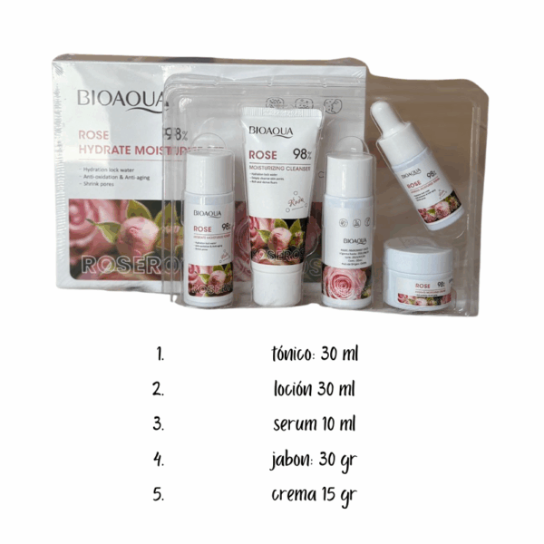 Kit mini de cuidado facial viajero Rosas Bioaqua - Kroma Space